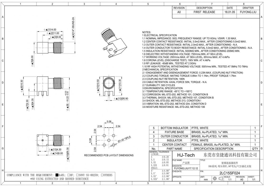 HJ Tech 2LC15SF024 product drawing