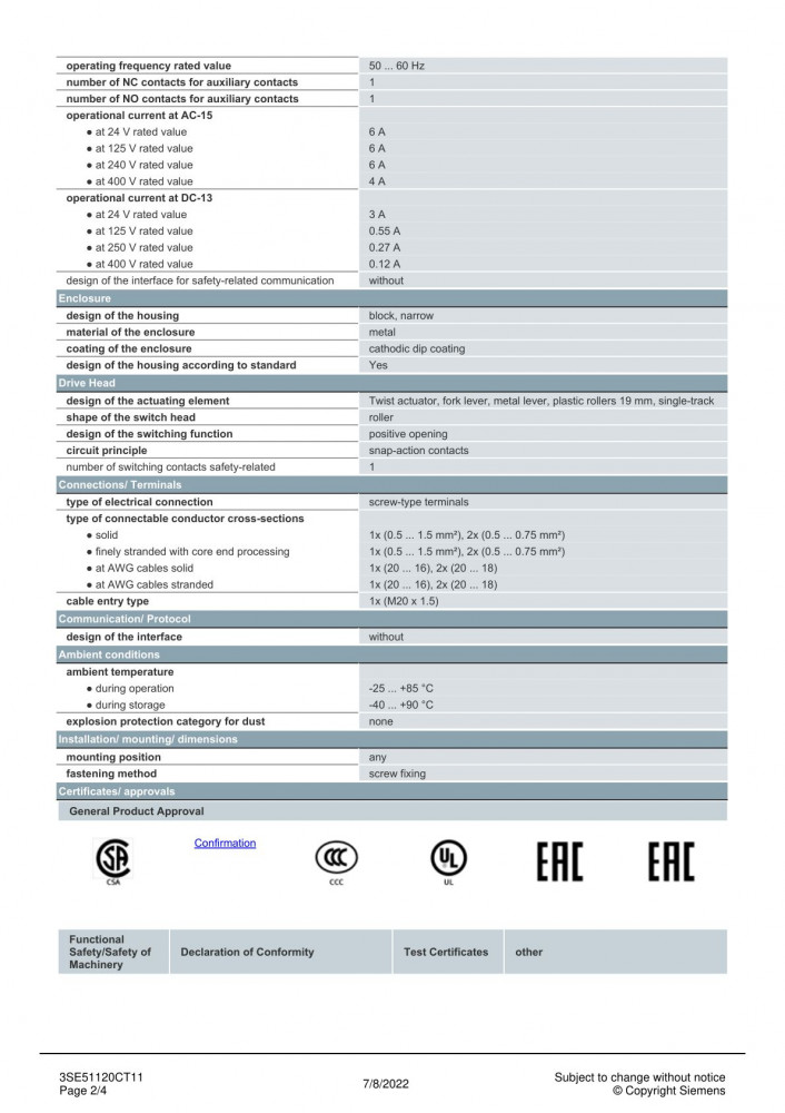 3SE51120CT11 datasheet page 2