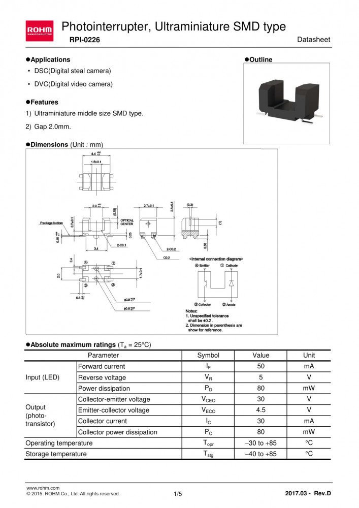 ROHM RPI-0226 datasheet page 1