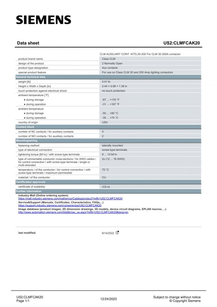 CLMFCAK20 technical document preview