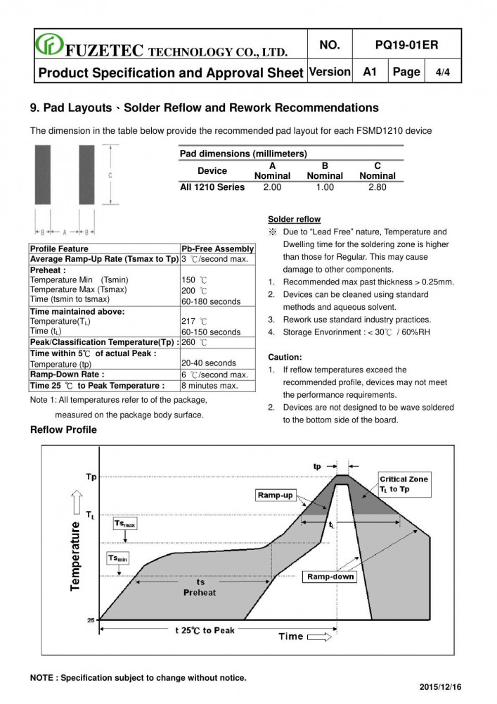 FUZETEC FSMD1210 specification sheet page 4