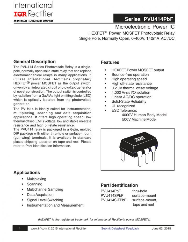 PVU414PBF datasheet page 1