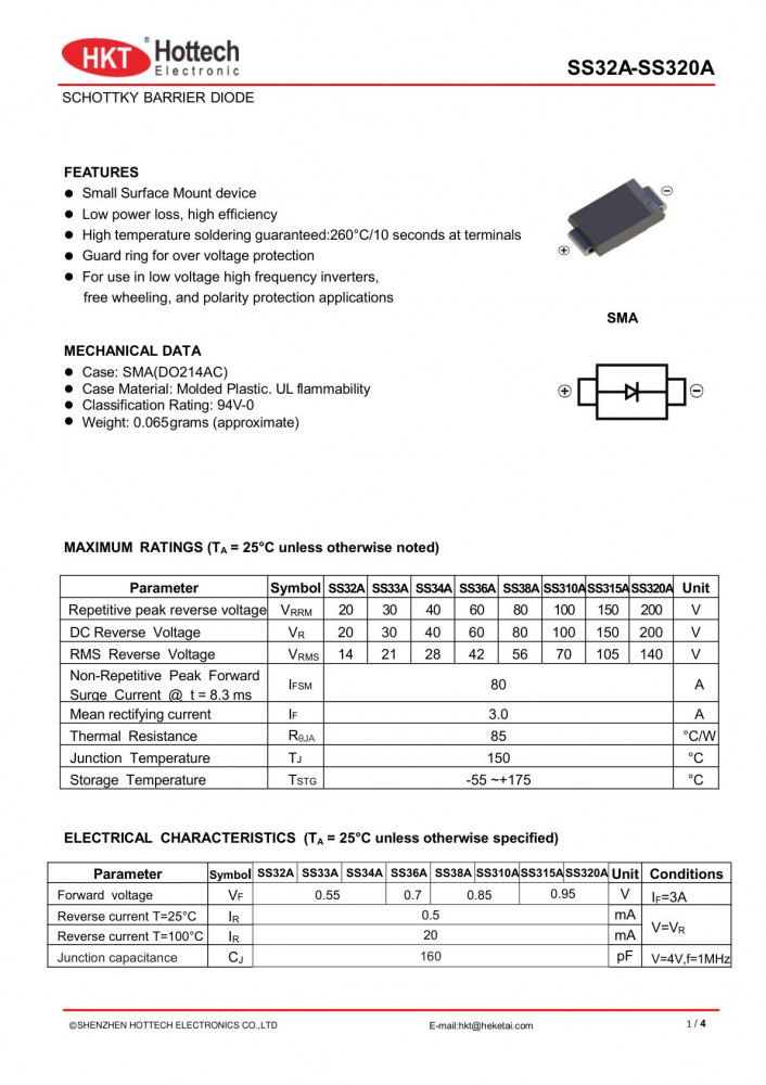 SS310A datasheet page 1