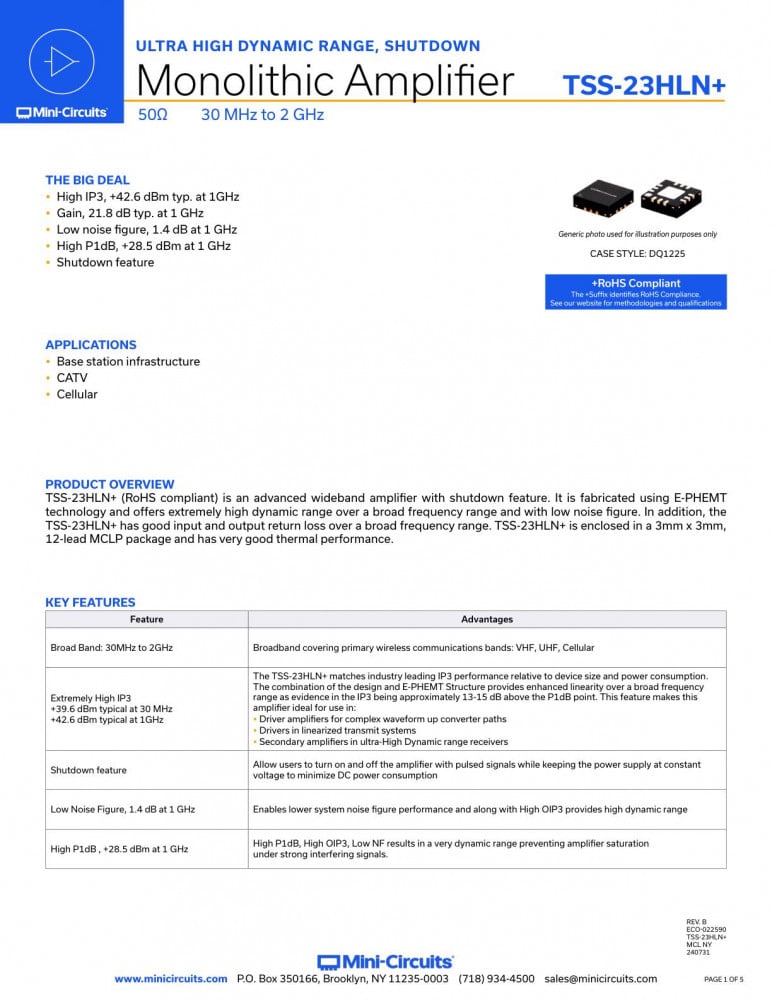 TSS-23HLN+ datasheet page 1