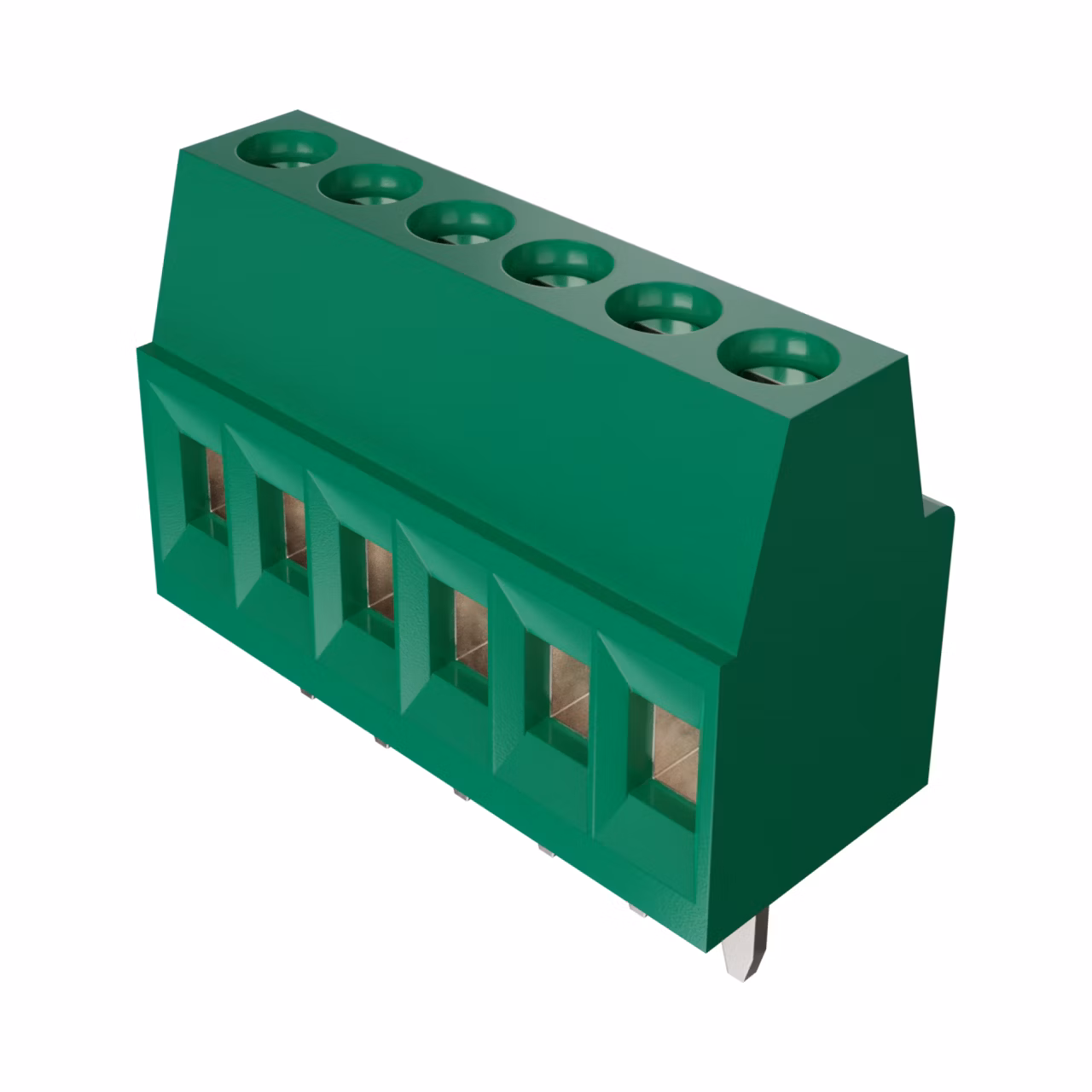 2.54mm Pitch Beau Eurostyle Fixed Mount PCB Terminal Block, Green, 6 Circuits for sale