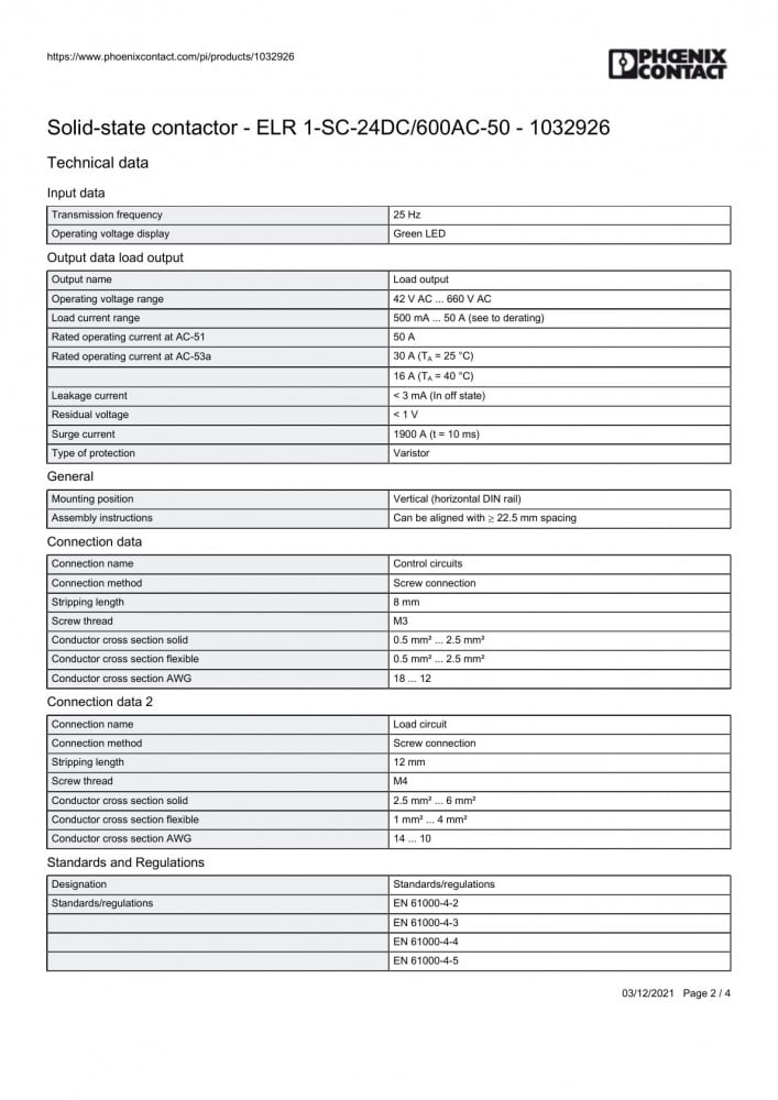 Phoenix Contact 1032926 product documentation page 2