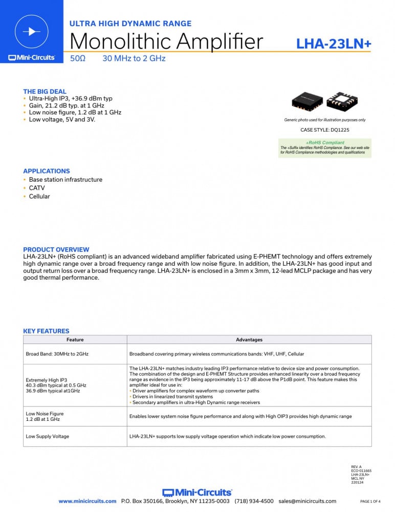 LHA-23LN+ datasheet page 1