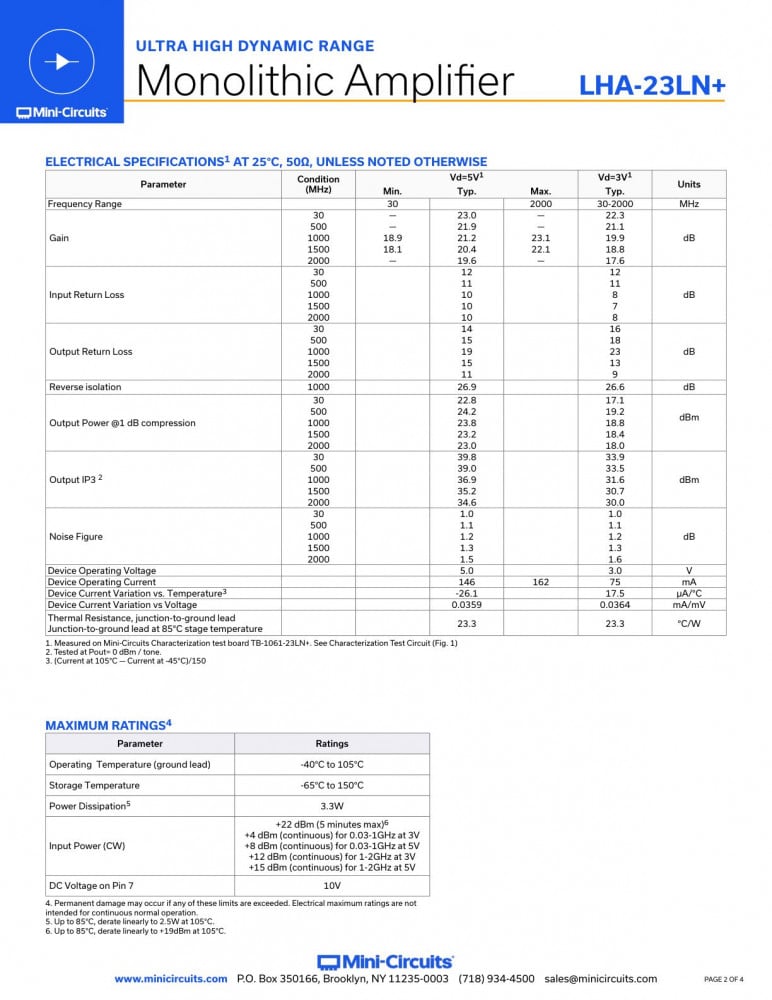 LHA-23LN+ datasheet page 2