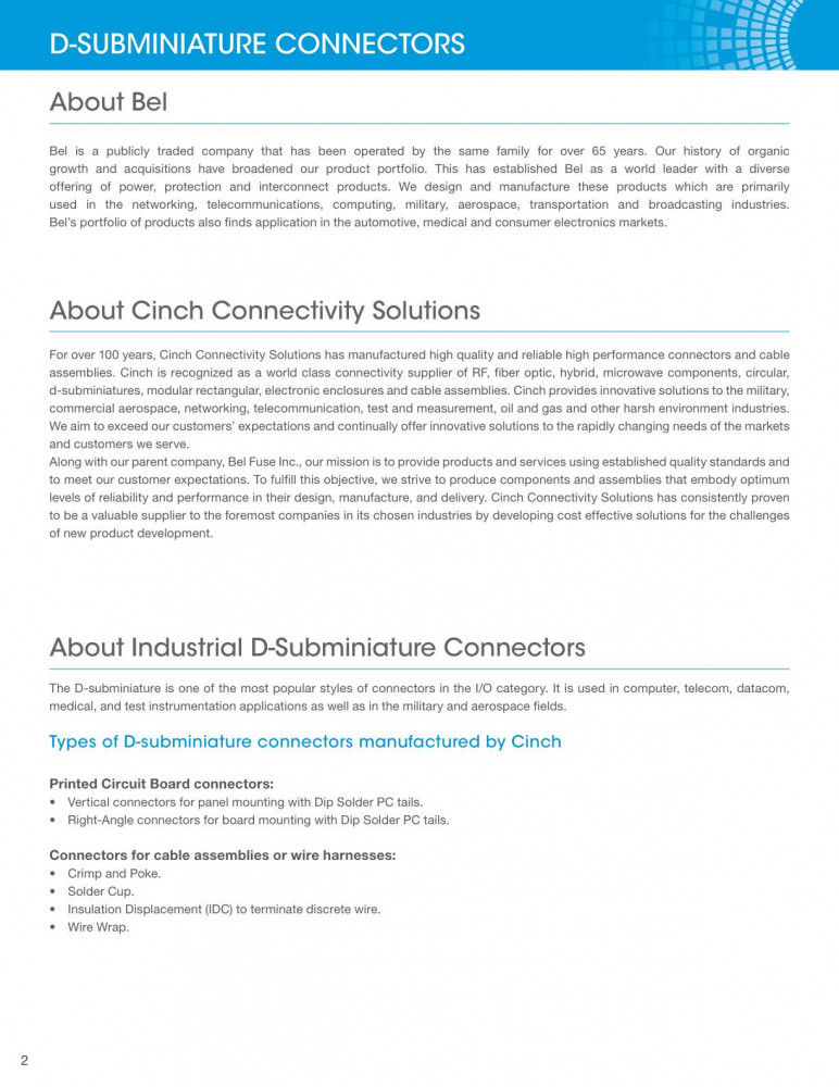 CINCH D-subminiature catalog page 2