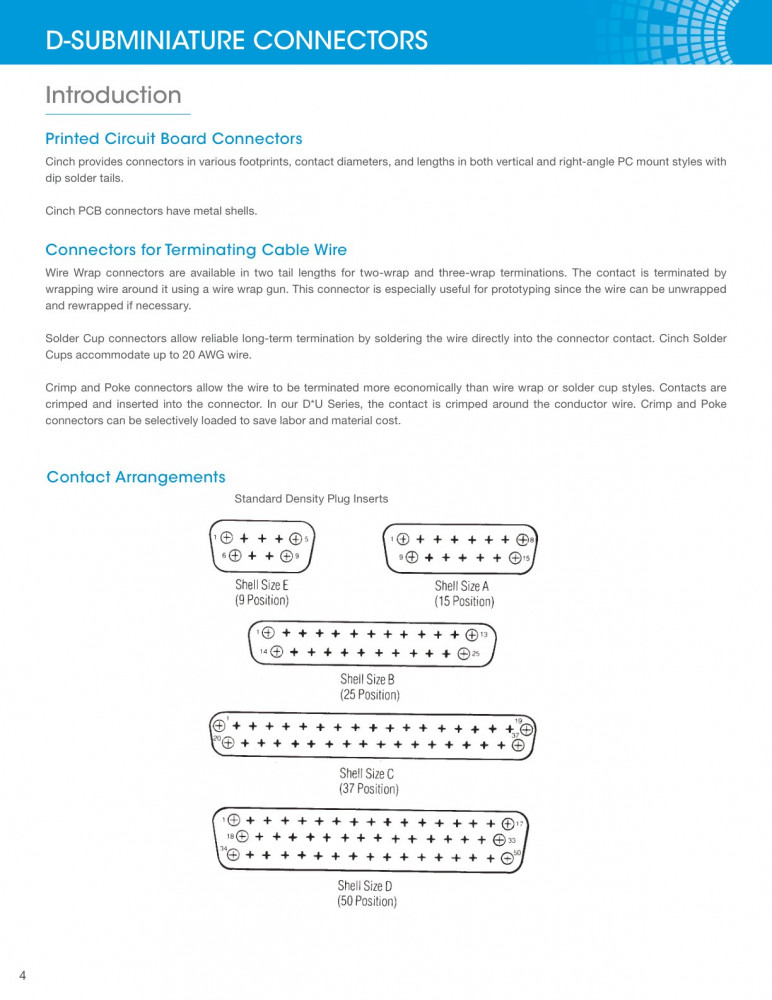 CINCH D-subminiature catalog page 4