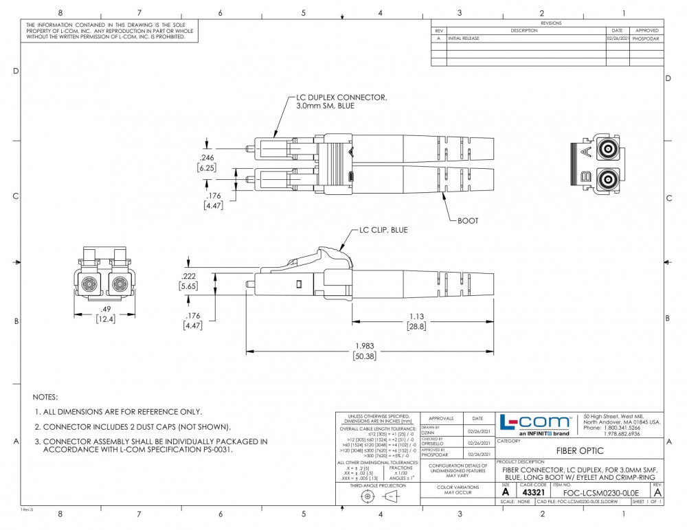 L-com FOC-LCSM0230-0L0E technical drawing preview