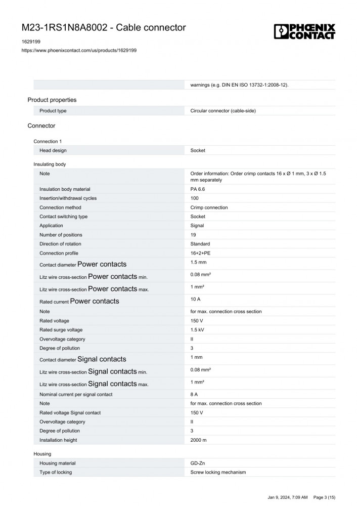 Phoenix Contact 1629199 technical document page 3