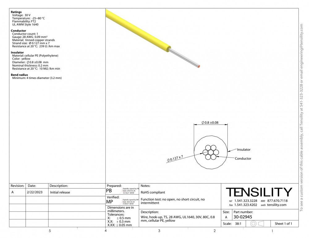 Tensility International 30-02945 product drawing