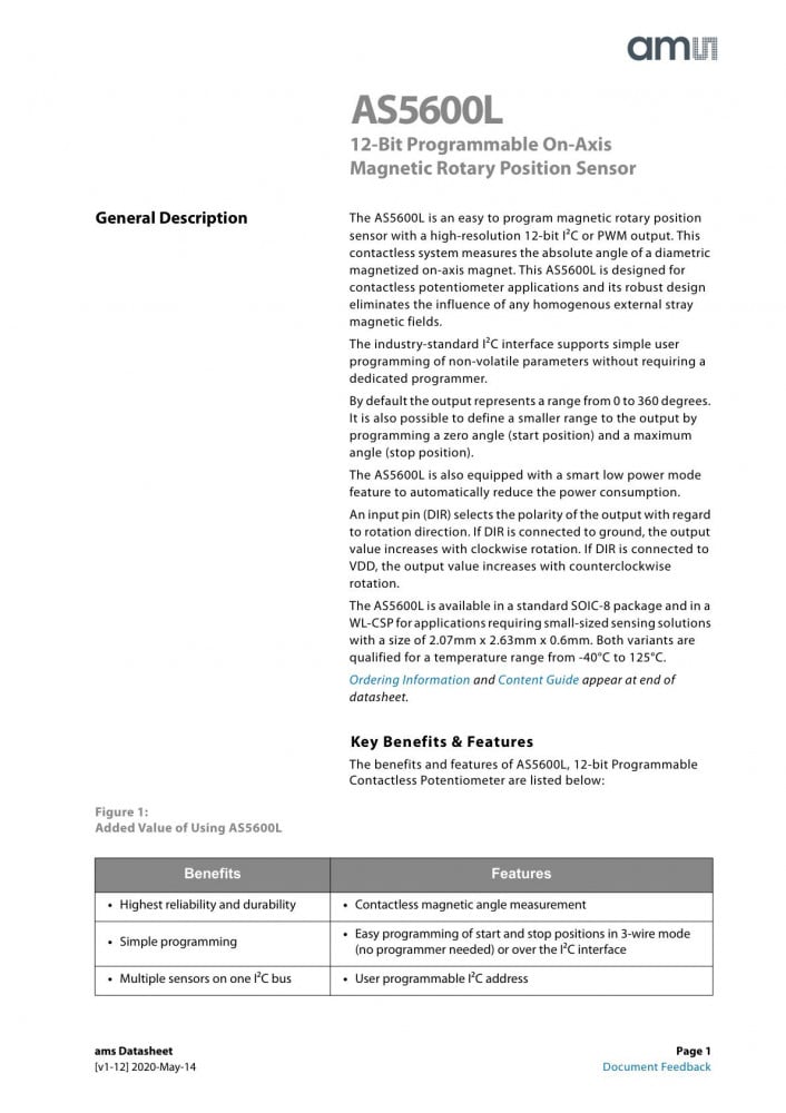 AS5600L datasheet page 1