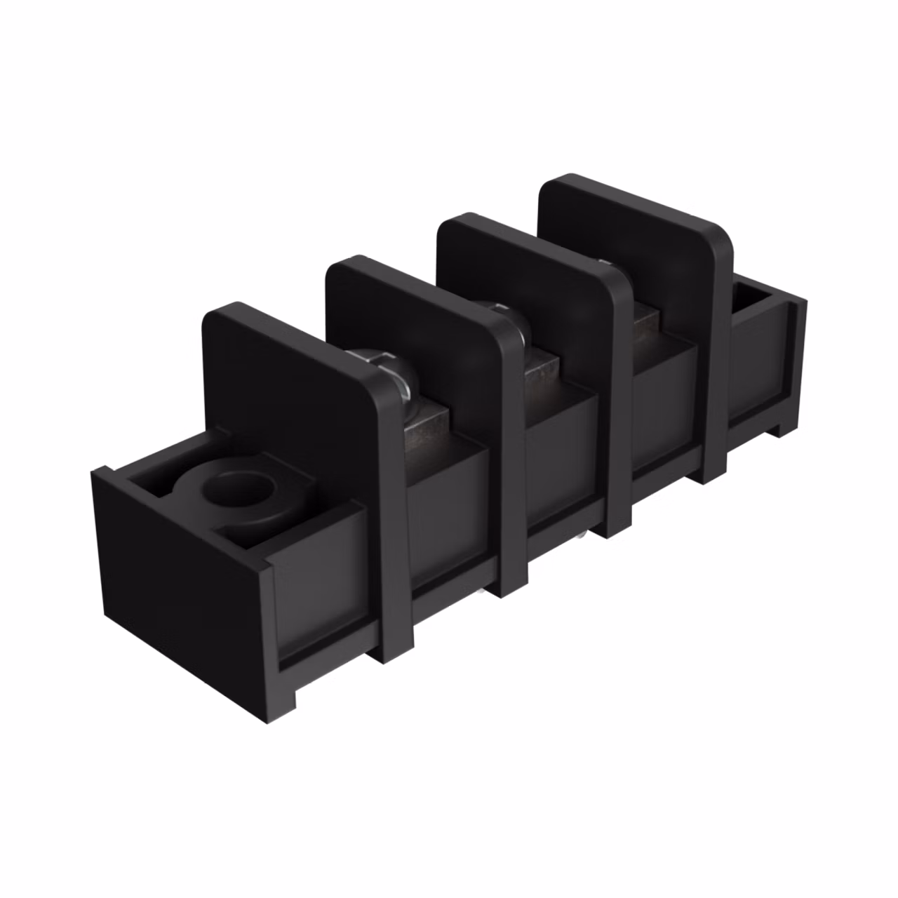 8.26mm Pitch, Single Row, Dual-Barrier Terminal Strip, with Mounting Ends, Black, Steel Screws, 3 Circuits for sale