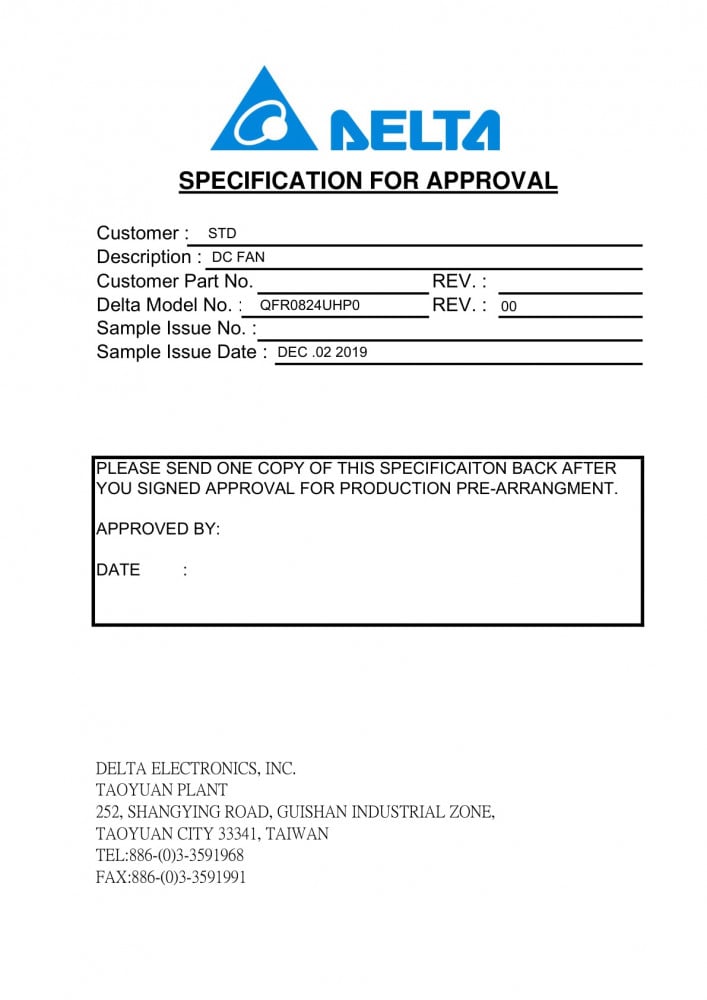 QFR0824UHP0 specification page 1