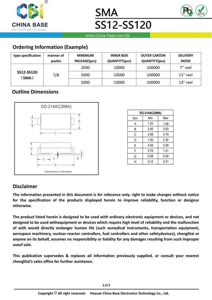 CBI SS110 datasheet page 3