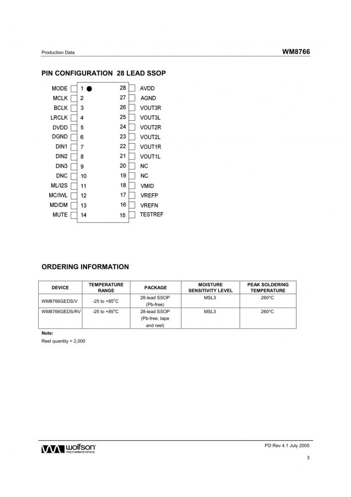 WM8766 datasheet page 3
