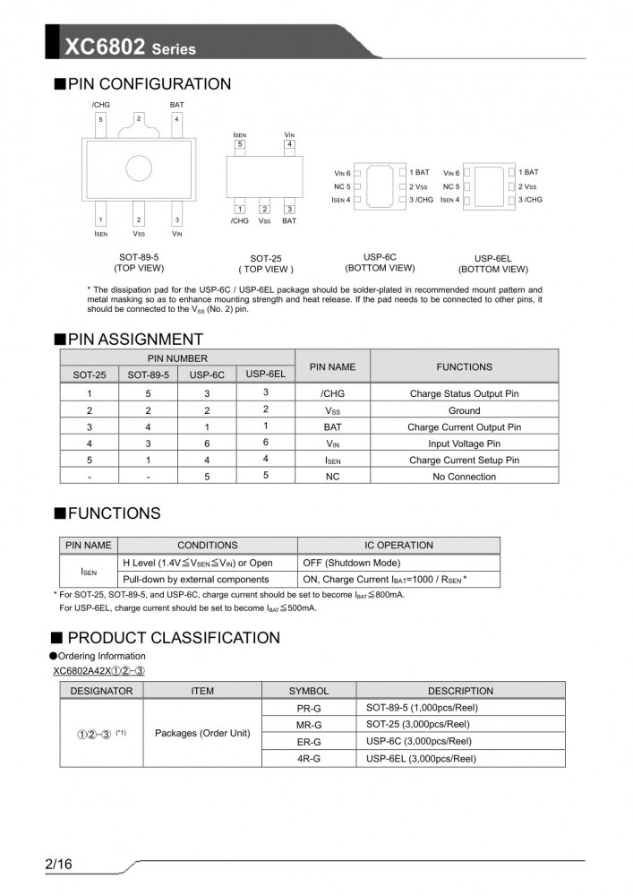 XC6802A42XER-G datasheet page 2