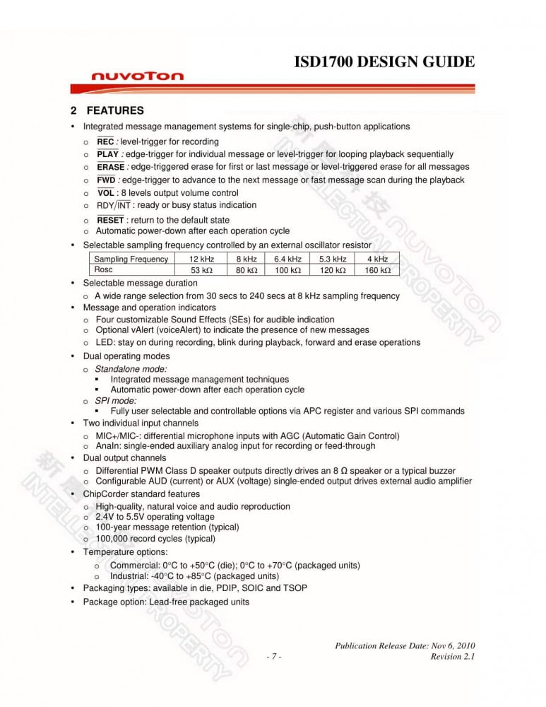 ISD1700 design guide page 7