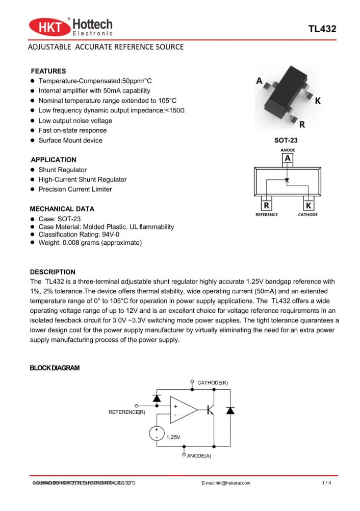 TL432 technical document page 1