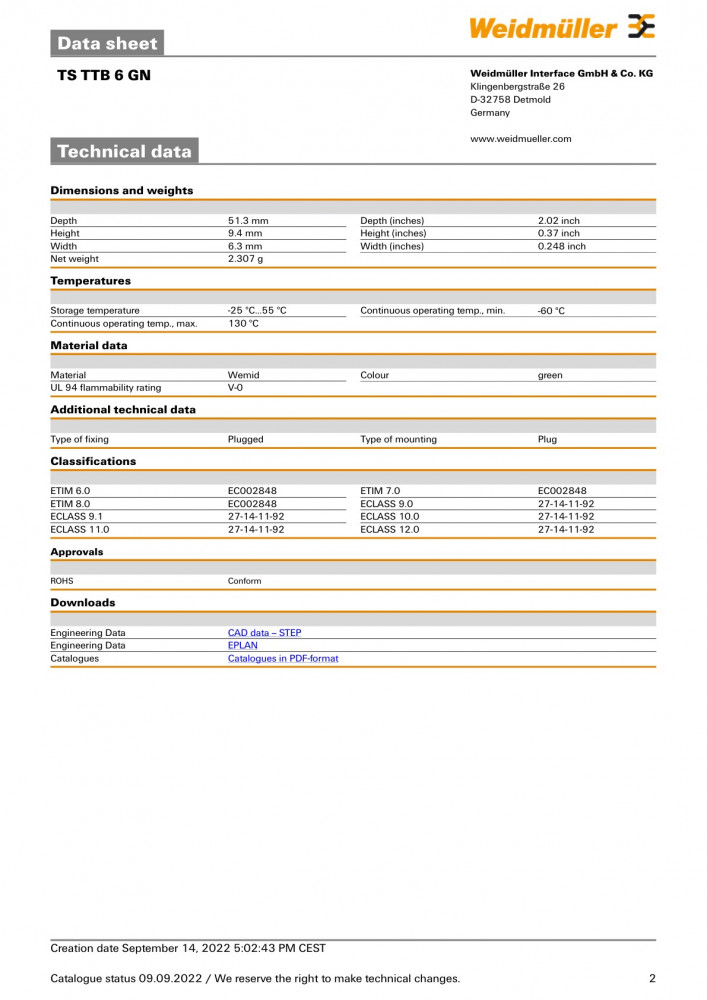 WEIDMULLER 2710490000 technical document page 2