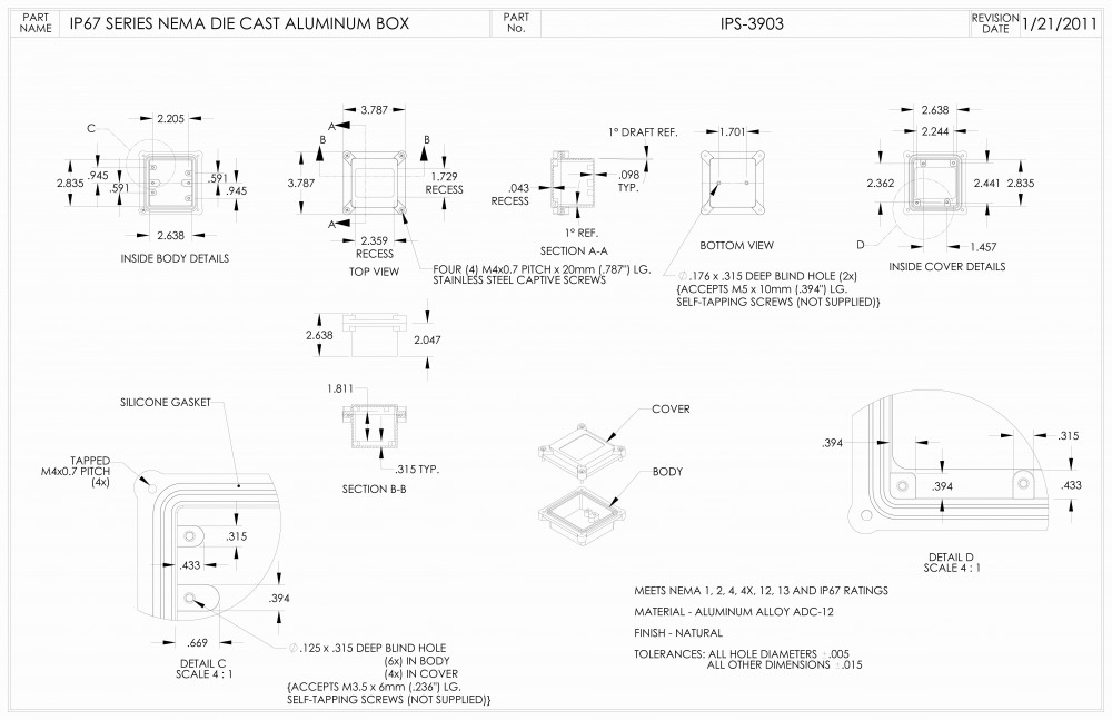 Bud Industries IPS-3903 product drawing preview