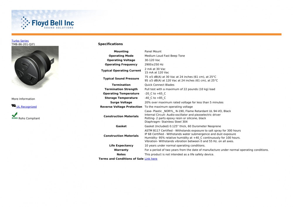 TMB-86-201-Q(F) product documentation, page 1