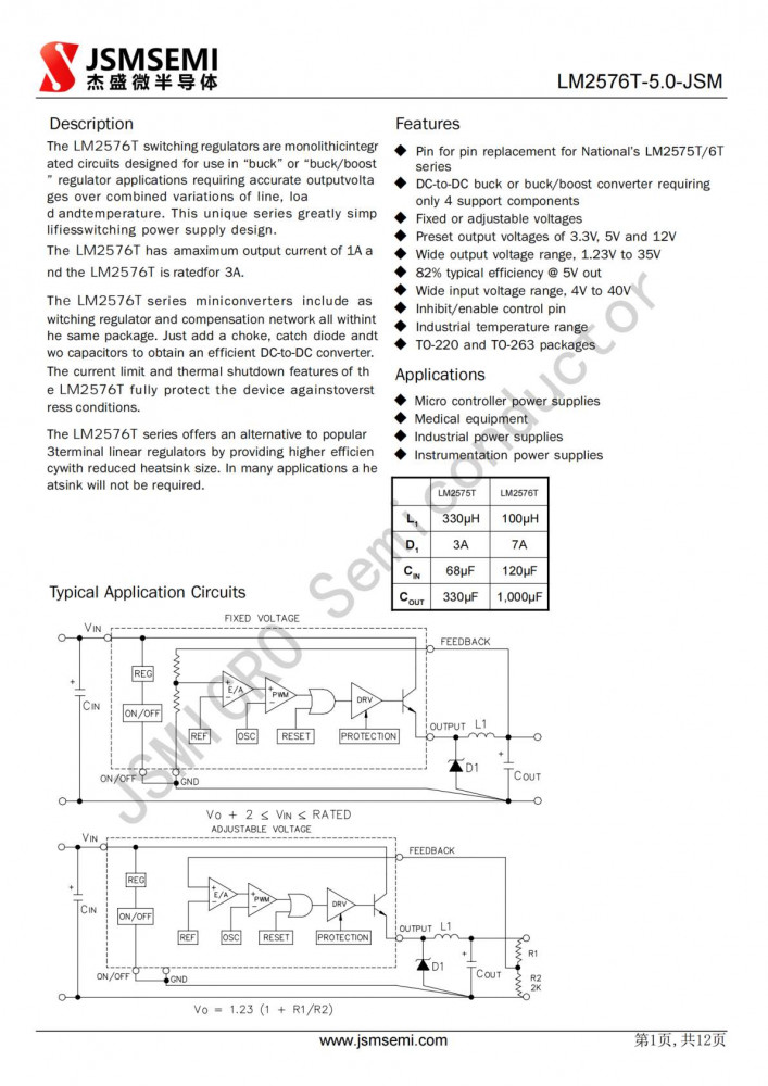 LM2576T-5.0-JSM datasheet page 1