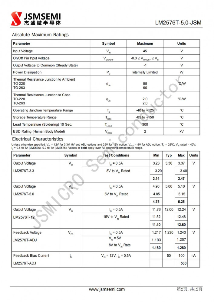 LM2576T-5.0-JSM datasheet page 2