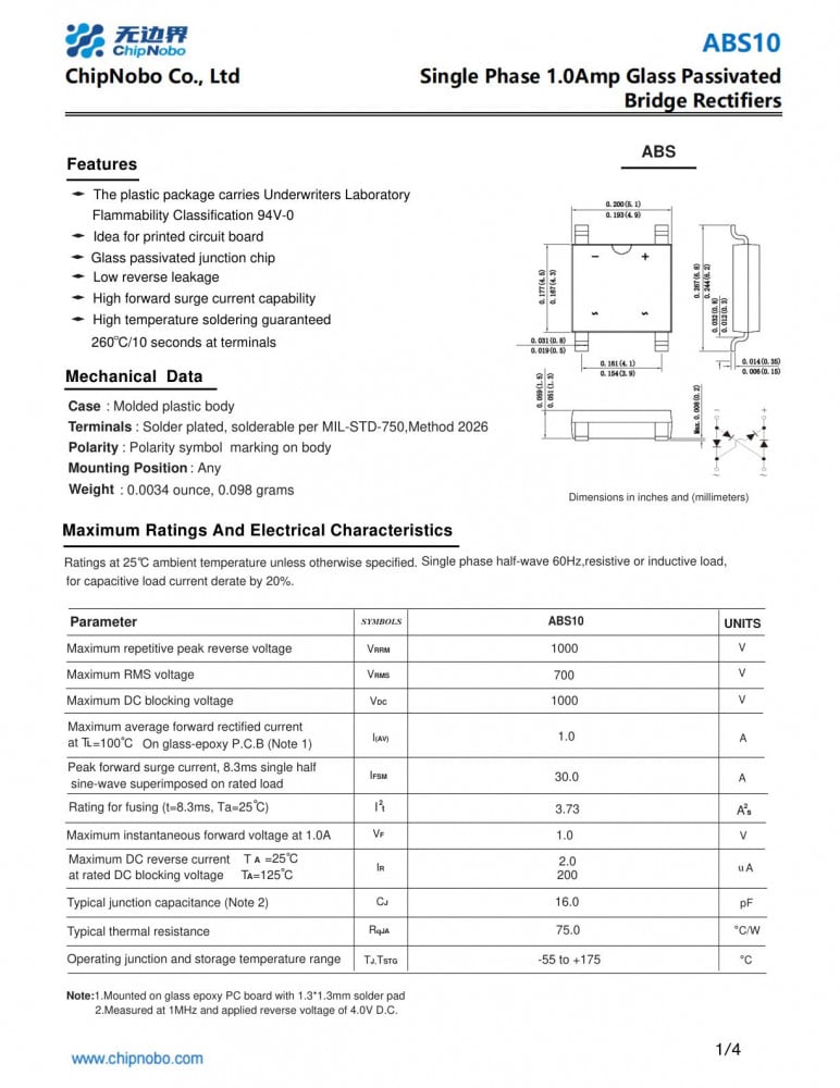 ABS10 datasheet page 1
