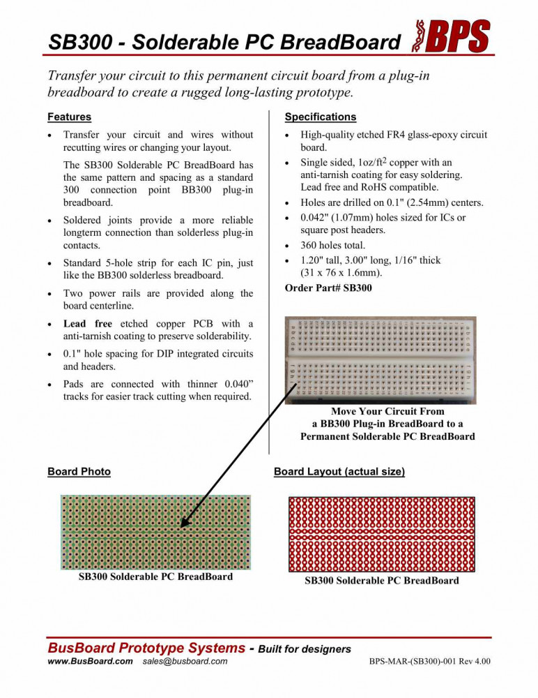 SB300 product documentation page