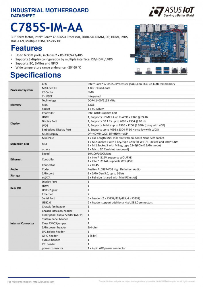 C785S-IM-AA technical document page 1