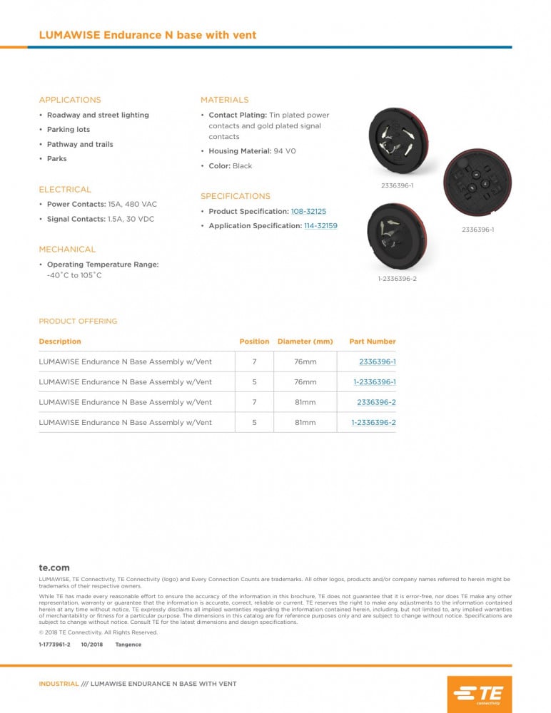 TE Connectivity LUMAWISE Endurance N technical document page 2