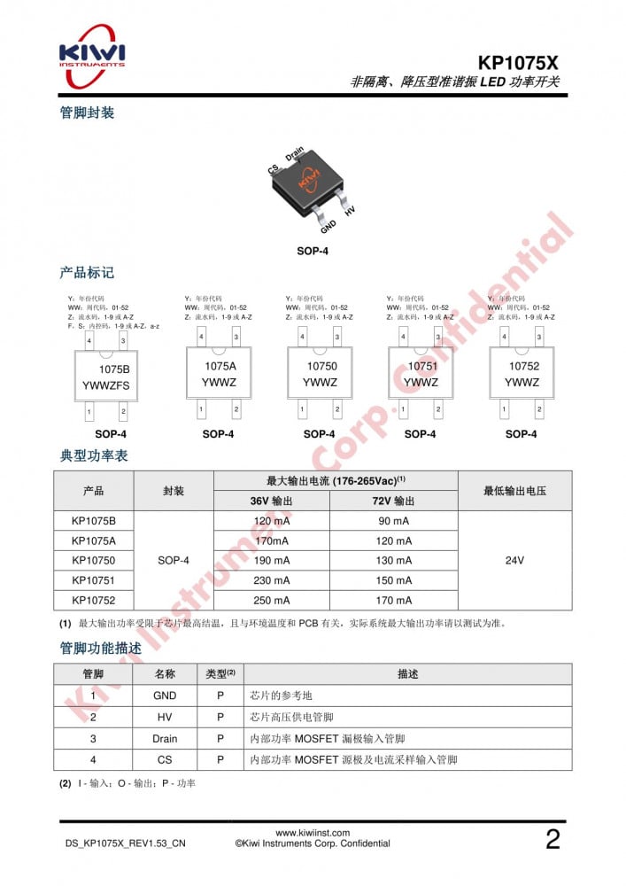 KP10750VPA datasheet page 2