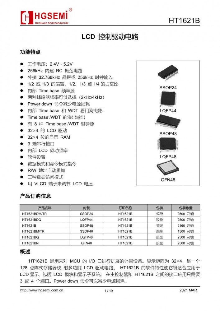HT1621B datasheet page 1