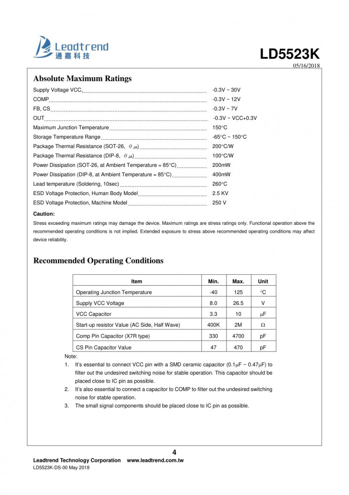LD5523K datasheet preview, page 4