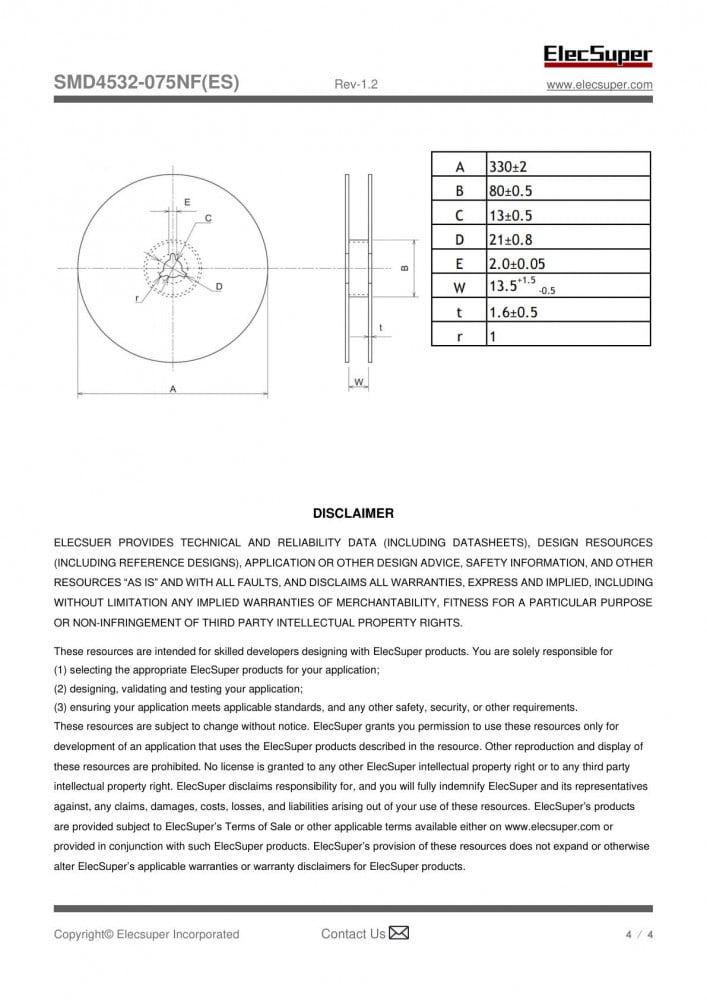 SMD4532-075NF(ES) product datasheet page 4