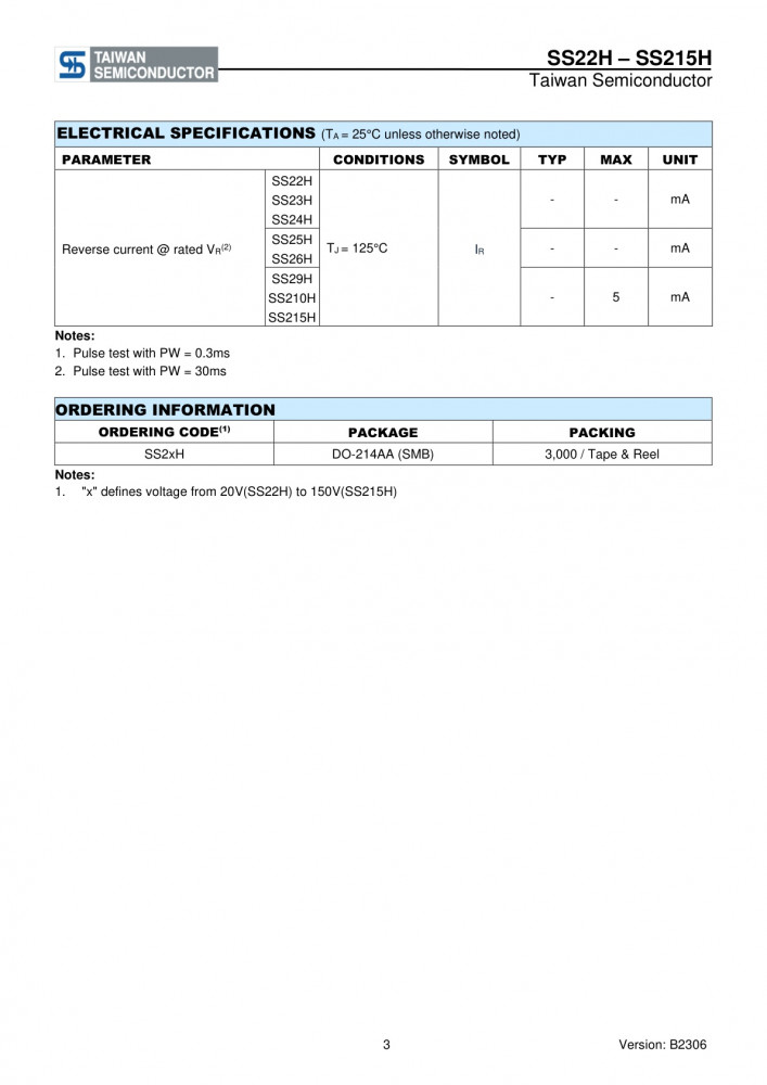 SS26H datasheet page 3