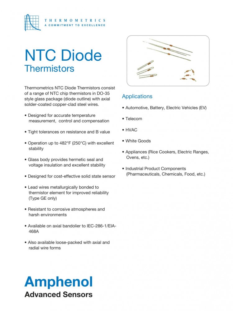 NTC thermistor datasheet page 1