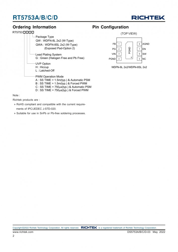 RT5753 datasheet page 2