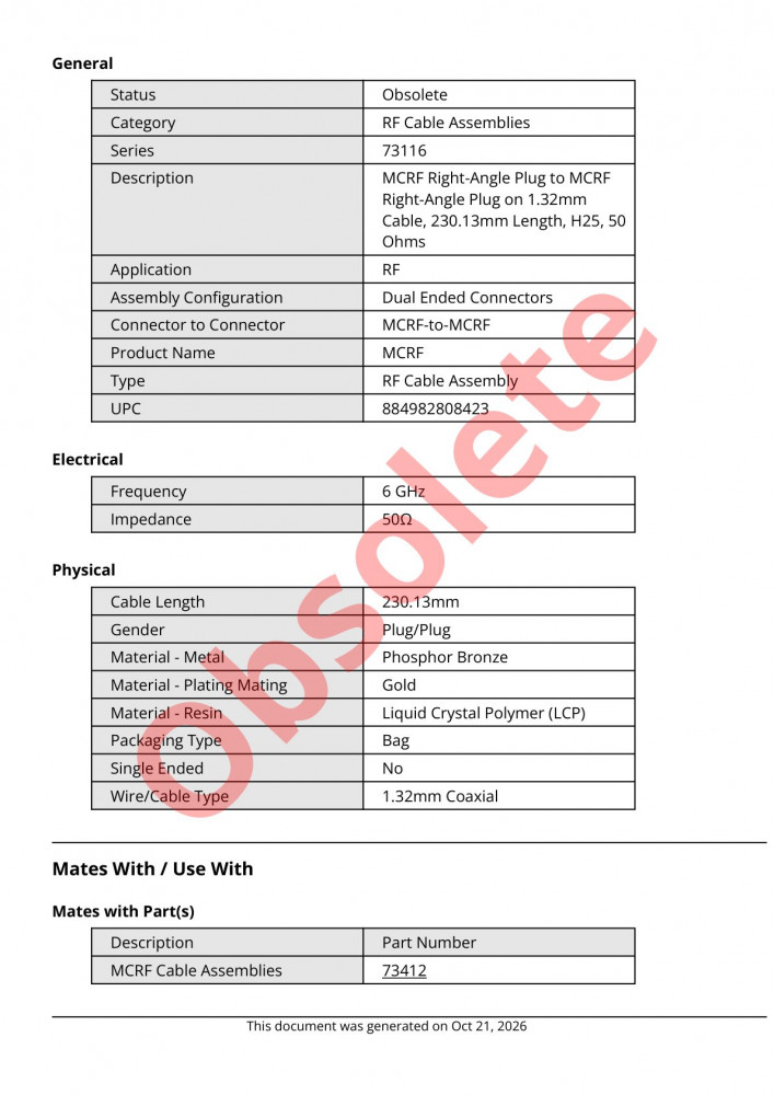 Technical document image 2 for Molex 731160032