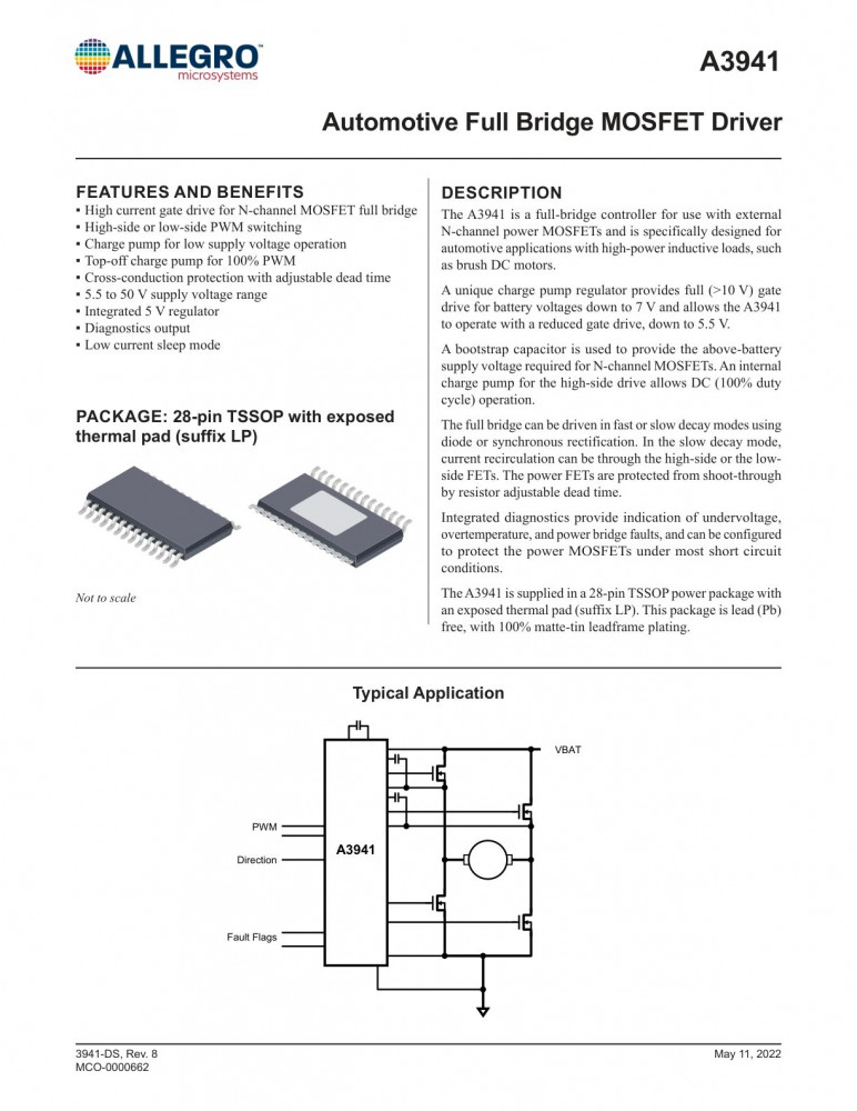 A3941 datasheet page 1