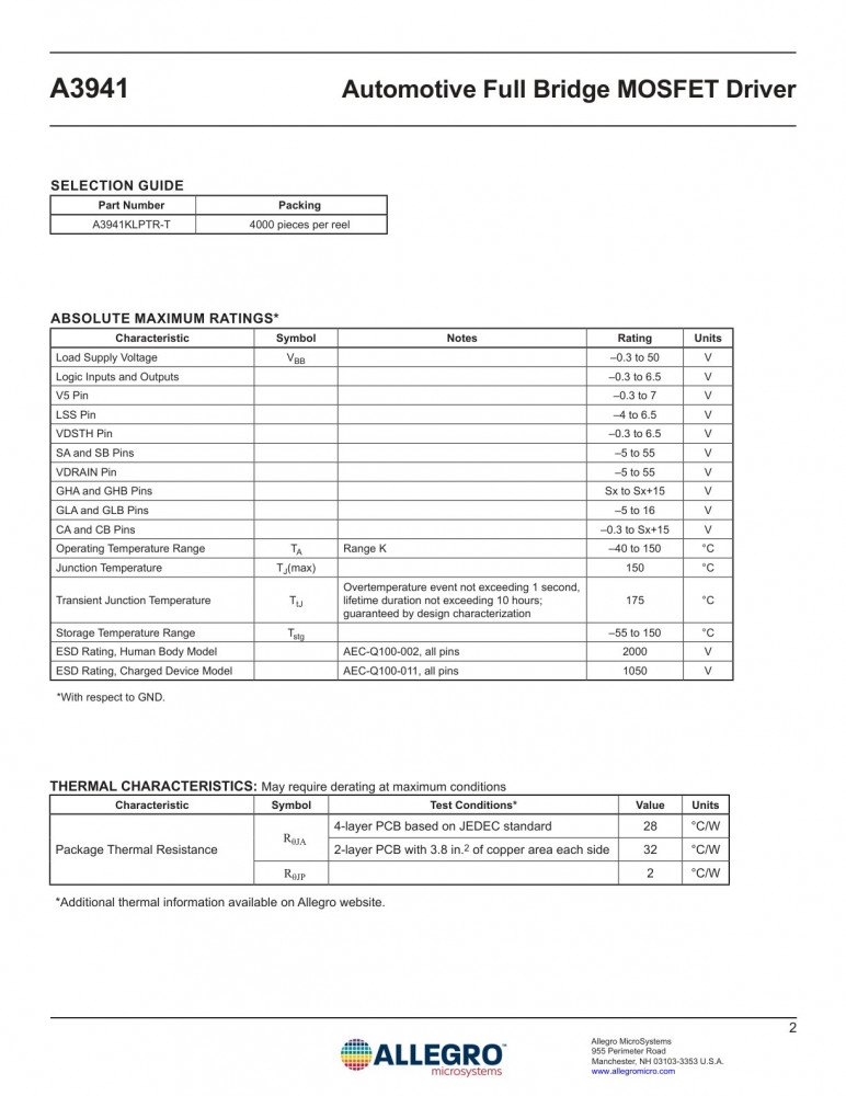 A3941 datasheet page 2