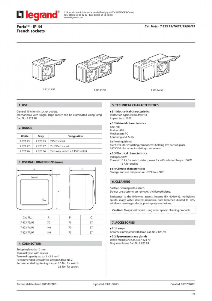 Legrand 7 823 75 product documentation preview