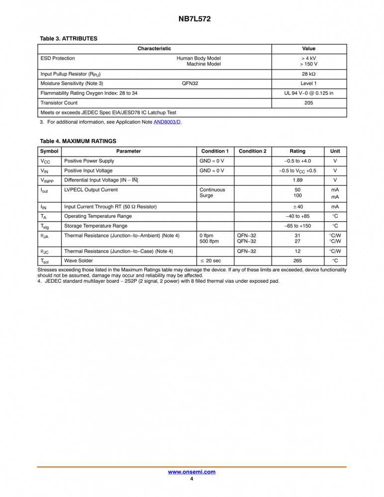 NB7L572 datasheet page 4