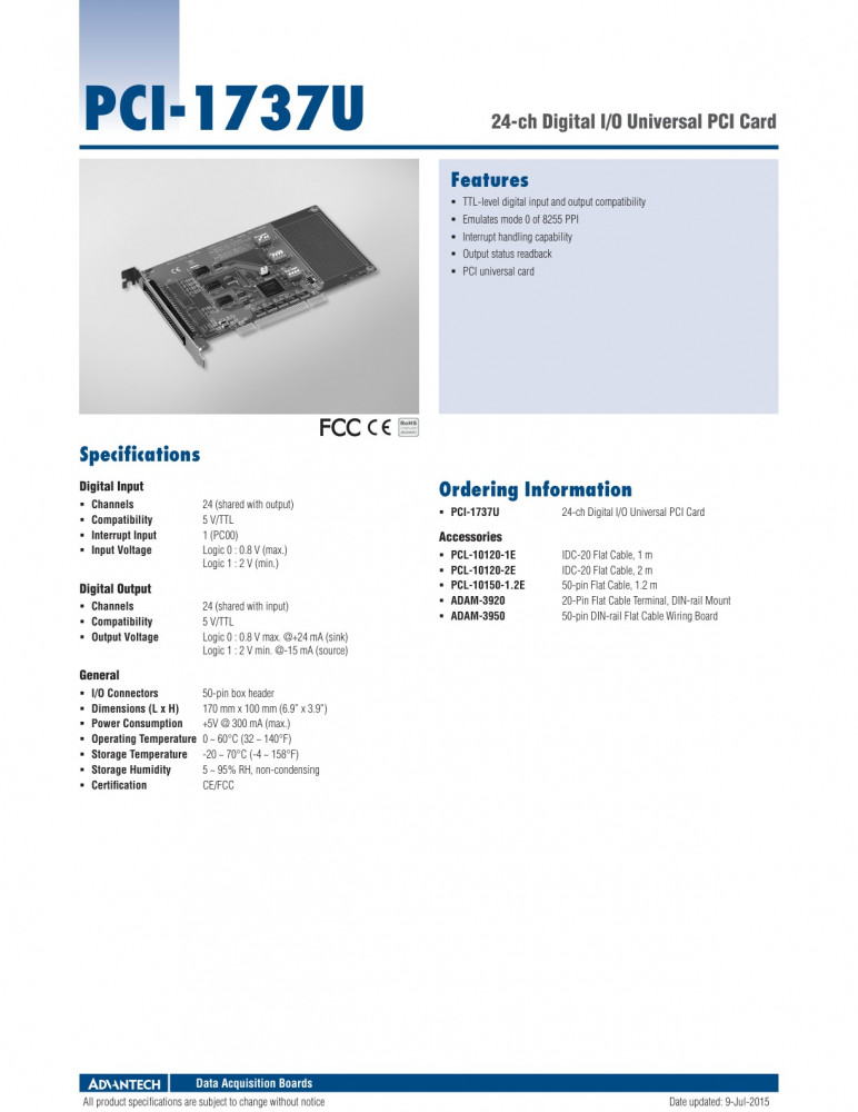 PCI-1737U product documentation page