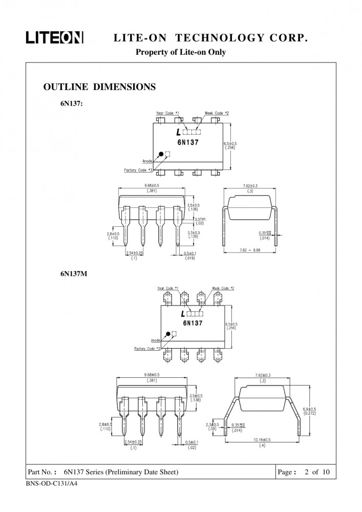 6N137S-TA1 datasheet page 2