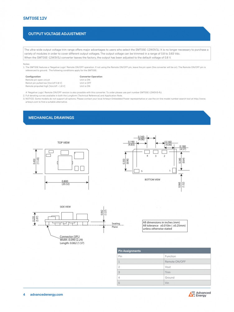 SMT05E-12W3V3-TJ technical document page 4