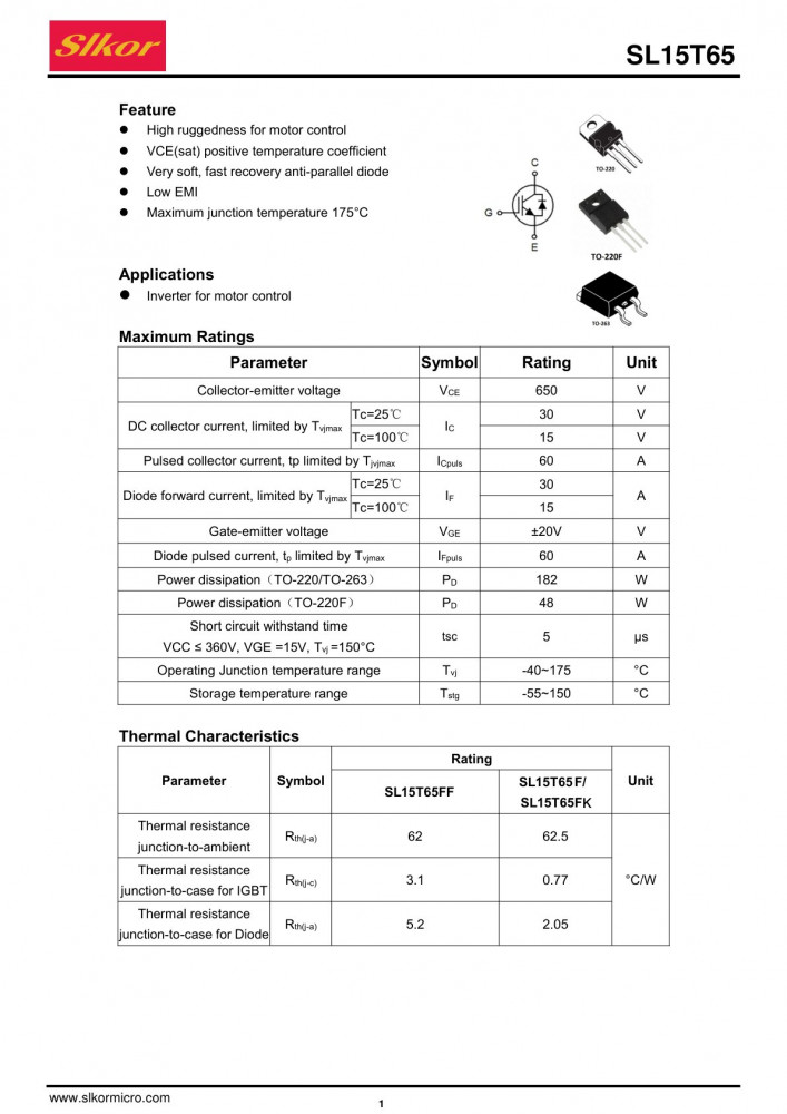 SL15T65FF datasheet page 1